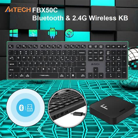 A TECH FBX C Bluetooth And Dongle Wireless KB Rechargeable
