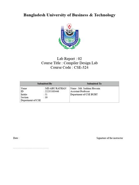 Compiler Design Lab2 Report Pdf Computer Science C