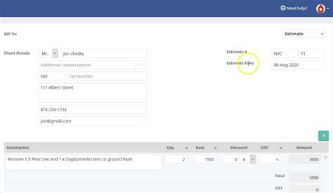 Tree Trimming Estimate Template Tree Trimming Estimate Template