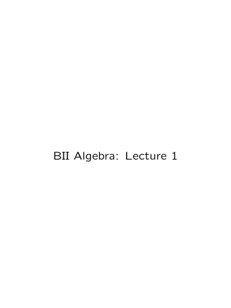 Bii Algebra Lecture 1 Pdf Empty Set Natural Number
