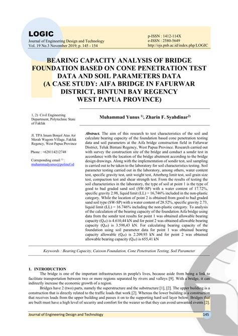 Pdf Bearing Capacity Analysis Of Bridge Foundation Based On Cone Penetration Test Data And