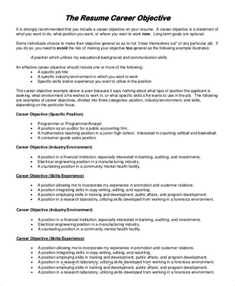 free 8 sample good resume objective templates in pdf ms word