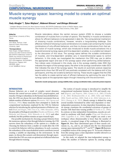 Pdf Muscle Synergy Space Learning Model To Create An Optimal Muscle Synergy