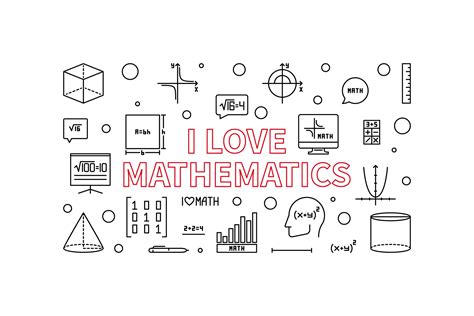 I Love Mathematics Vector Line Horizontal Banner Math Concept Illustration 25361790 Vector Art