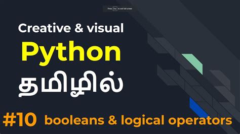Python Part 10 Booleans And Logical Operators Tamil Lmcs Youtube