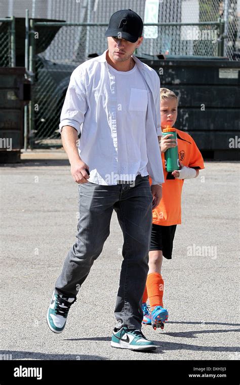 Ryan Phillippe And Deacon Phillippe Arrive Together At A Park In Brentwood For Deacons Soccer