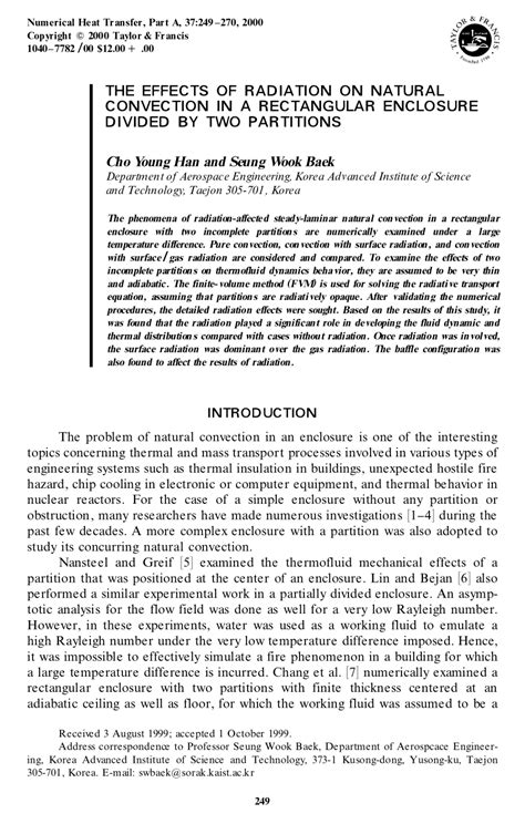 Pdf The Effects Of Radiation On Natural Convection In A Rectangular
