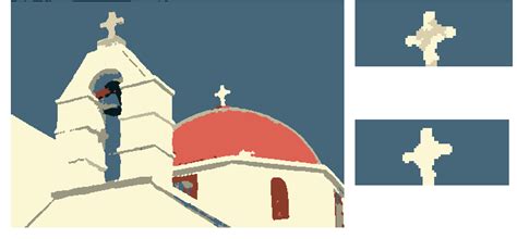 The Image Resulting After Color Based Region Merging Left A Close Up Download Scientific