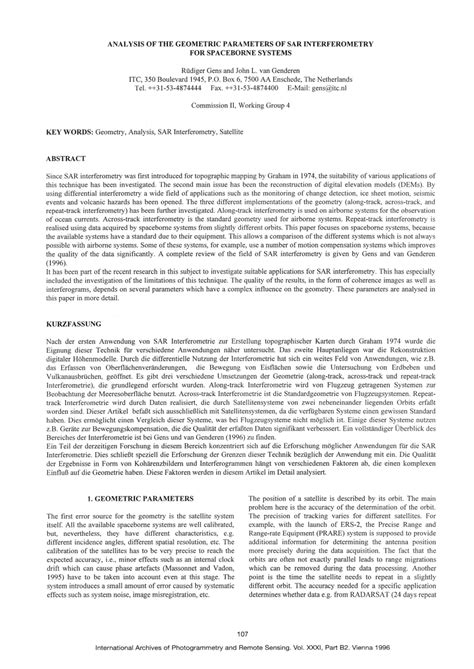 Pdf Sar Interferometry Issues Techniques Applications