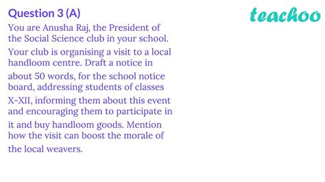 [notice Writing] You Are Anusha Raj The President Of The Social