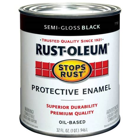 Rust Oleum 1 Qt Stops Rust Semi Gloss Protective Enamel Paint Semi Gloss Black 7798502