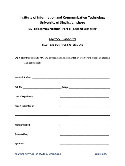 Lcs Lab1 Introduction Of Matlab Pdf Matlab Matrix Mathematics