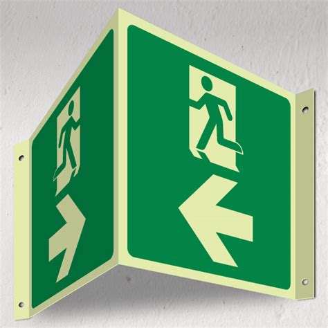 Photoluminescent Emergency Exit Left Right D Corridor Sign YourGlowSign