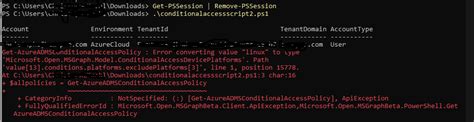 Get Azureadmsconditionalaccesspolicy In A Specific Tenant Returns