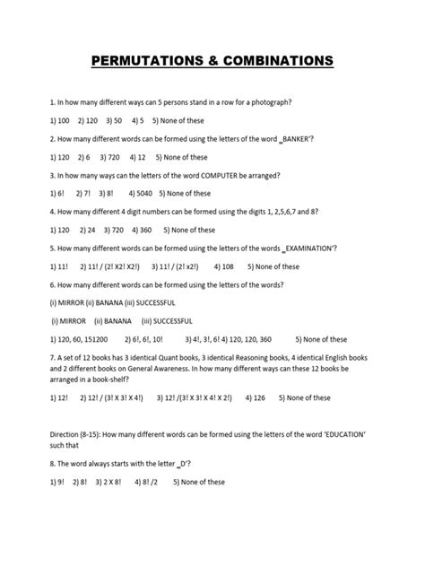 Permutation And Combination Pdf