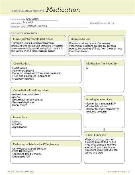Active Learning Template Mannitol Medication Review Module Studocu