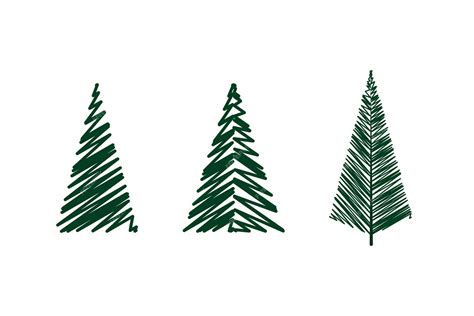 Premium Vector A Set Of Pine Trees In A Hatching Design