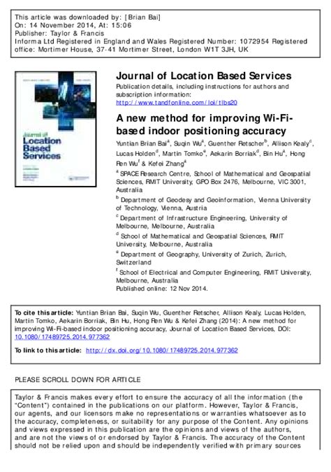 Pdf A New Method For Improving Wi Fi Based Indoor Positioning Accuracy