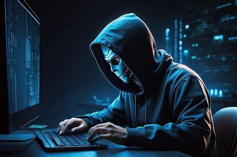 hacker coding at night cybersecurity concept premium ai generated image