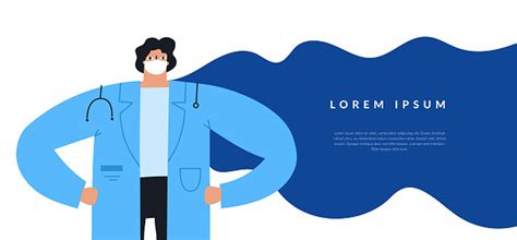 얼굴 마스크와 흰색 배경에 고립 된 영웅 케이프를 입고 용감한 남성 의사 손으로 그린 의학 캐릭터 의료 슈퍼 히어로 배너 템플릿