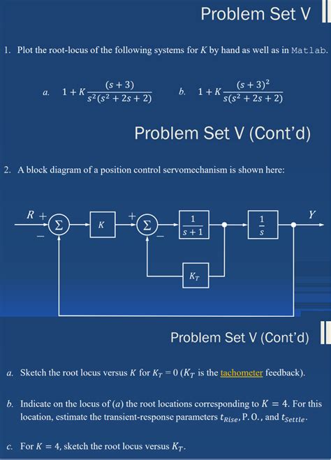 Solved Problem Set V Plot The Root Locus Of The Following Chegg Com