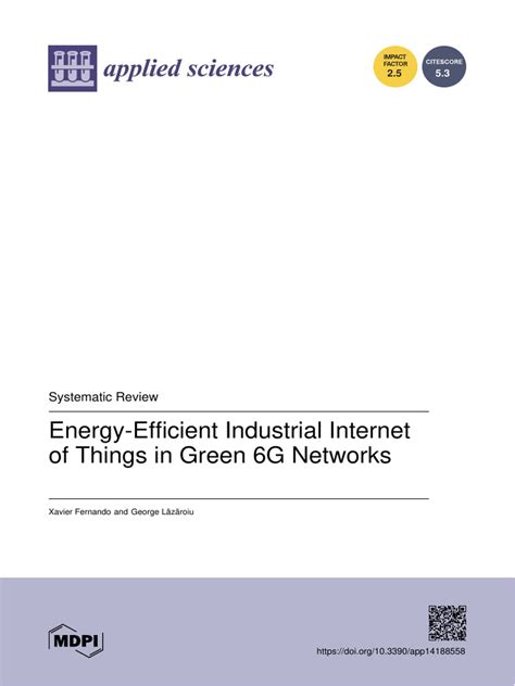 Energy Efficient Industrial Internet Of Things In Green 6g Networks Pdf Internet Of Things