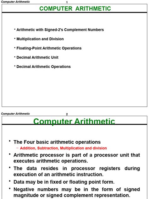 Computer Arithmatic1 Pdf Subtraction Arithmetic