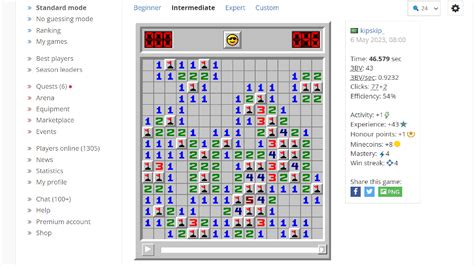 Personal Best Intermediate Standard Mode R Minesweeper