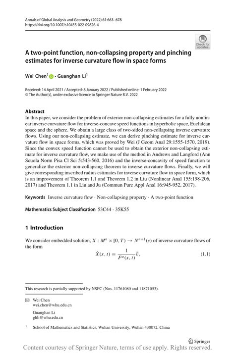 A Two Point Function Non Collapsing Property And Pinching Estimates For Inverse Curvature Flow