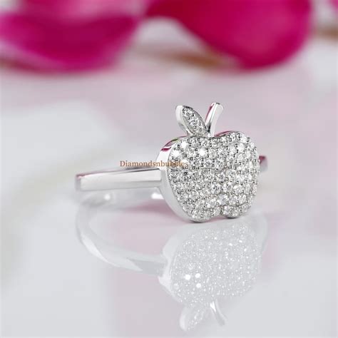 Apple Shape Diamond Ring Fruit Inspired Engagement Ring Cluster Apple