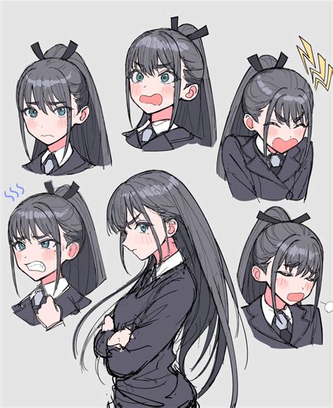 Safebooru 1girl Amaya Tsubame Angry Black Hair Blue Eyes From Side