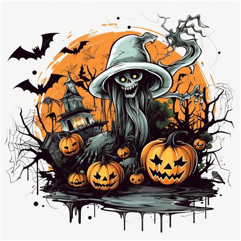 Premium Photo Ghoulish Delights Spooky Halloween Scene With Ghoul