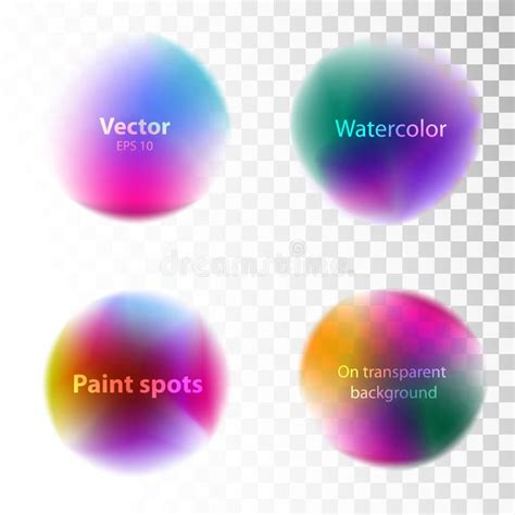 Set Of Watercolor Blobs Splashes Isolated On White And Transpa Stock Illustration