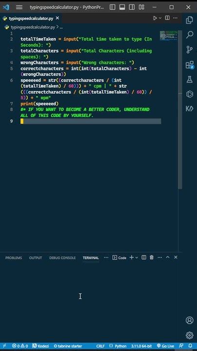 Python Typing Speed Calculator Carryonwithprabh Shorts Youtube