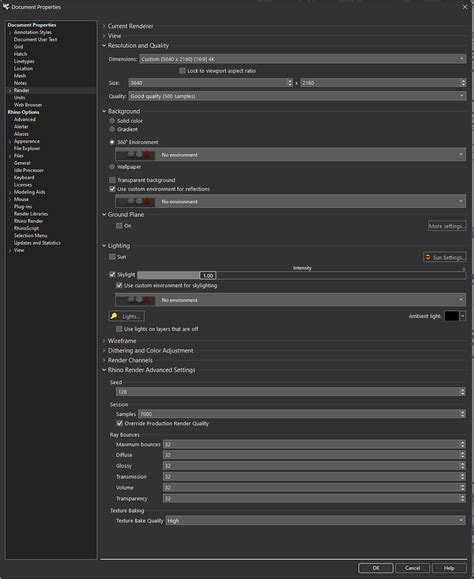 Rhino Render Options Serengeti Rhino Wip Mcneel Forum