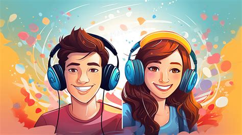 戴着耳机沉浸在美妙音乐世界的人们插画背景图片下载 2912x1632像素格式 编号zqwfo42jz 图精灵