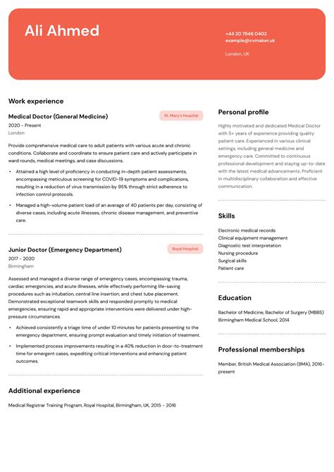 Free Medical CV Example Guide And Tips