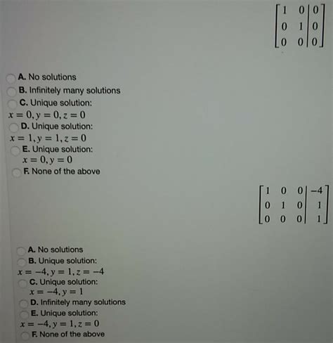 solved 1 point the reduced row echelon form of a system of