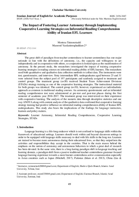 pdf the impact of fostering learner autonomy through implementing