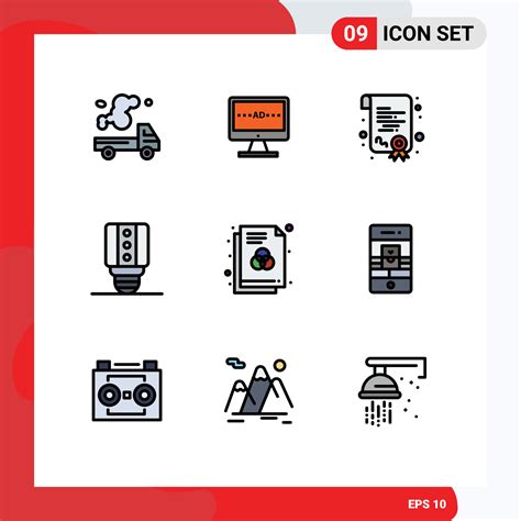 9 User Interface Filledline Flat Color Pack Of Modern Signs And Symbols