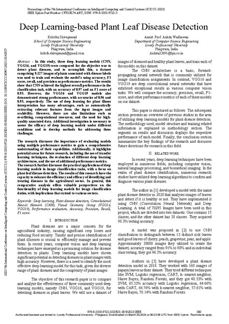 Deep Learningbased Plant Leaf Disease Detection Prof Ankita Wadhawan Department Of Computer