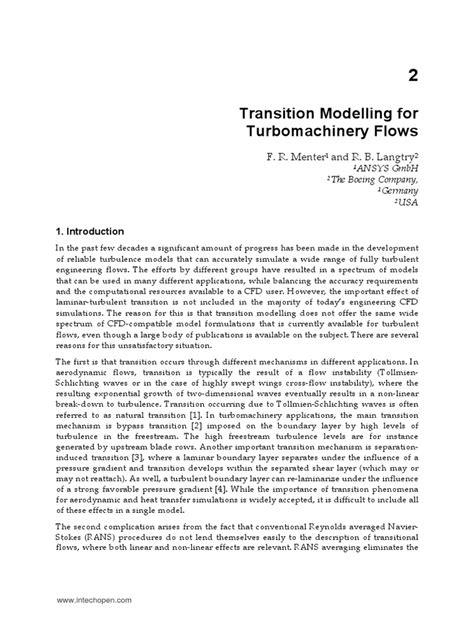 pdf intech transition modelling for turbomachinery flows pdf