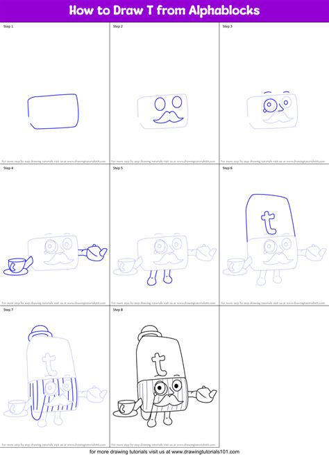 How To Draw T From Alphablocks Alphablocks Step By Step