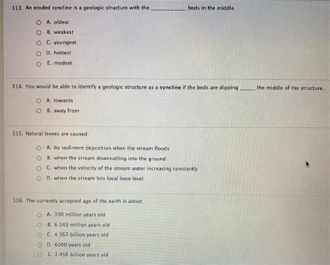 Solved 113 An Eroded Syncline Is A Geologic Structure With