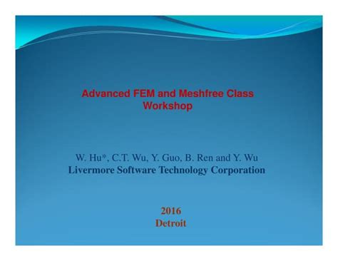 advanced fem and meshfree class workshop pdf physics science