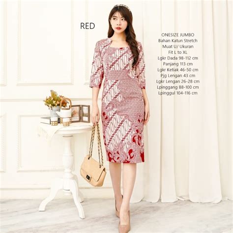 Jual Baju Midi Dress Batik Wanita Modern Jumbo Big Size Gaun Sexy