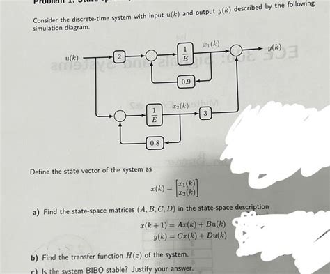 solved consider the discrete time system with input u k and