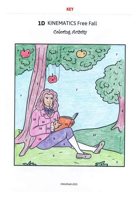 Physics 1d Kinematics Free Fall Coloring Activity Typed Solutions