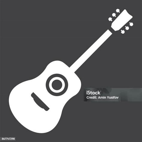 어쿠스틱 기타 문자 모양 아이콘 음악 악기 소리 기호 벡터 그래픽 검은 배경에 Eps 10 솔리드 패턴 Film Festival에 대한 스톡 벡터 아트 및 기타 이미지