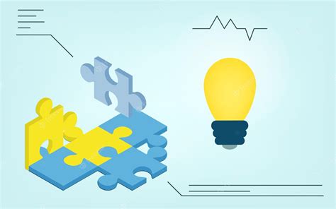 Premium Vector Jigsaw Puzzles And Light Bulbs Problemsolving Images Isometric